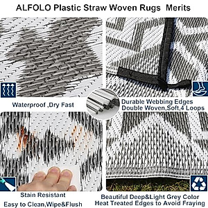 Outdoor Rugs 9x12 for Patios Clearance ,Waterproof Patio Rug, Rv Outdoor Mats, Plastic Straw Camping Rugs for Outside, Grey Lightweight Area Rug for Backyard, Deck, Picnic,Beach,Pool.. (9' x 12' Gray)