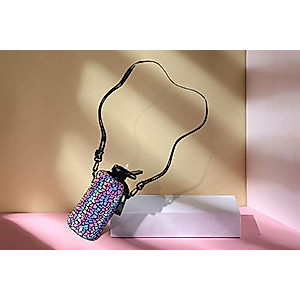 H2O Capsule 2.2L Half Gallon Water Bottle with Storage Sleeve and Covered Straw Lid – BPA Free Large Reusable Drink Container with Handle - Big Sports Jug, 2.2 Liter (74 Ounce) Cheetah Reflex