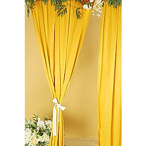 Cytdkve 2 Panels 4.8 Feet x 10 Feet Gold Velvet-Like Wedding Backdrop Curtain Drapes, Silky Soft Window Curtains Panels for Wedding Ceremony Birthday Party Decorations