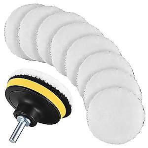 Wool Polishing Buffing Pads, 12 Pcs 3 Inch Car Polishing Buffing Wheel with Hook and Loop Back for Drill Buffer Attachment, Car Buffer Polisher Kit for Car Polishing, Waxing, & Compound Cutting