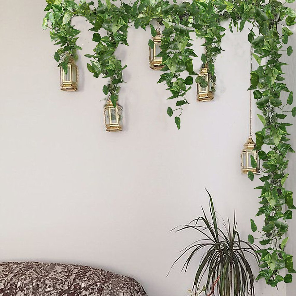 GTIDEA Fake Vines, 12 Pack 84 Feet Artificial Hanging Plants Silk Green Leaf Garlands Home Office Garden Outdoor Wall Greenery Cover Jungle Party Decoration