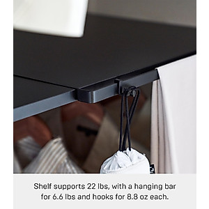 Yamazaki Home Tower Expandable Over Suitcase Shelf, Closet Luggage Organization Clothes Hanger Metal Shelf - Steel