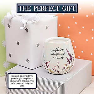 Pavilion - Sister - 8 Ounce Ceramic Candle, Jasmine Scented Candle, Sisters Gift from Sister, Inspirational Gifts for Women, Best Friend Bestie BFF Relaxing Candle, 1 Count, Cream