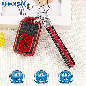 UHONSN Accessories for Honda Key Fob Cover Accord Civic Soft TPU Keys Full Covers Protector Case Pilot Odyssey Keychain Cute Girly Black & Red
