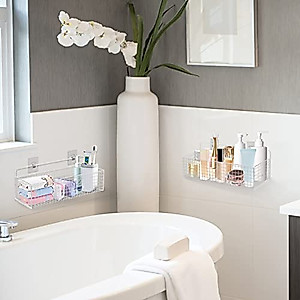 2Pcs Shower Caddy Shelf Organizer Rack, JOPBENG No Drilling Wall Mounted Bathroom Organizer, Rustproof Self Adhesive Shower Shelves for Bathroom Toilet Kitchen RV