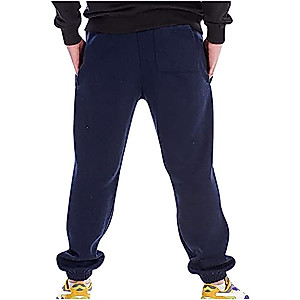 Winter Sweatpants for Mens Thick Warm Jogger Pants Cinch Bottom Running Joggers Soft Stretch Sports Trousers Navy