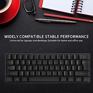 Garsentx RGB Backlit Gaming Keyboard, USB Wired Keyboard with 61 Keys, Easy Connect to Laptop and Desktop, for Home and Office Use, Plug and Play, Wear‑Resistant and Durable, Black
