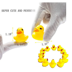SOHAPY 100Pcs Mini Yellow Rubber Ducks Tiny Baby Shower Rubber Ducks, Squeak Fun Baby Yellow Rubber Bath Toy Float Fun Decorations for Shower Birthday Party Favors Cupcake Carnival Game Gift (100Pcs)