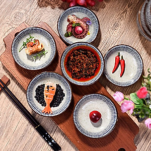 LMRLCS Ceramic Soy Dish Set of 6, 3.9 Inch Japanese Sauce Dish Serving Sushi Dipping Sauce Dish Sauce Cups Sushi Dish for Dipping