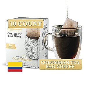 Coffee Blenders Tea Bag Coffee - Colombian Flavor 10 Count Single Serve Instant Coffee, Portable Drip T-Bag Packets, Convenient Fast Fresh Simple