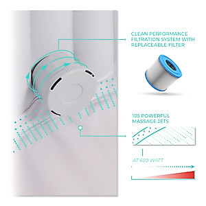 Wave Spa Atlantic 2-4 Person Round Inflatable Hot Tub, Fast Heating Portable Outdoor Hot Tub Spa with 105 Massaging Air Jets, Protective Cover, Pump and Integrated Filters in Gray Wood Print