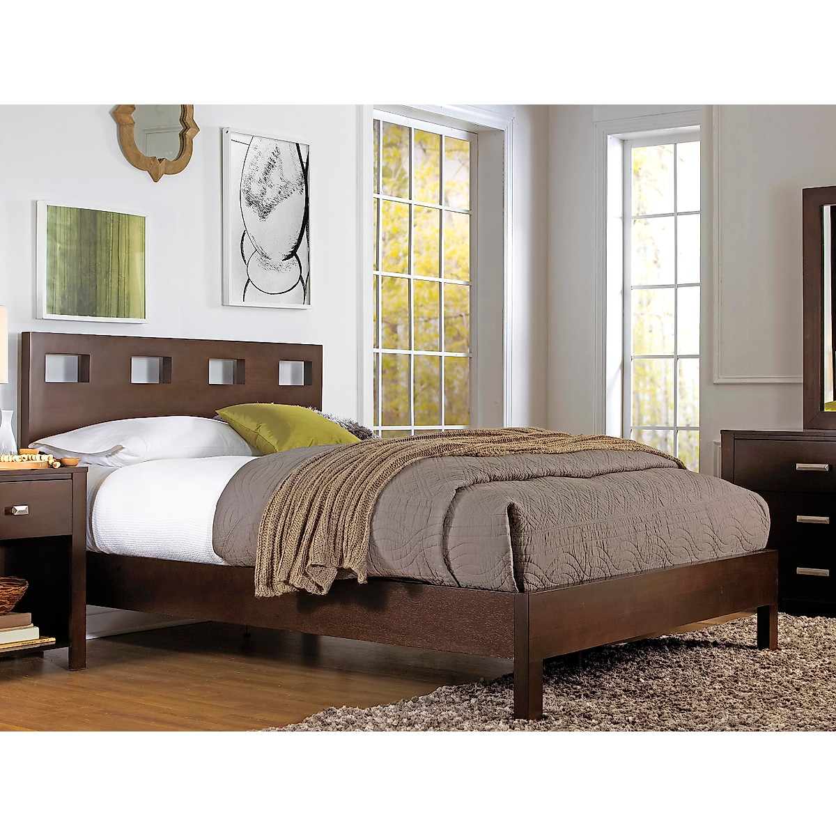 Modus Furniture Solid-Wood Bed, California King, Riva - Chocolate Brown