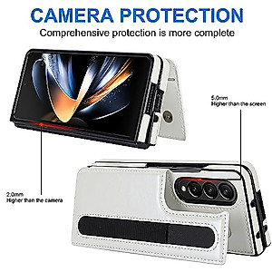 LBYZCASE Galaxy Z Fold 5 Wallet Case with S Pen Holder,Double Magnetic Clasp Kickstand Durable Shockproof Phone Case Cover with [RFID Blocking] Card Slots for Samsung Galaxy Z Fold 5 (White)