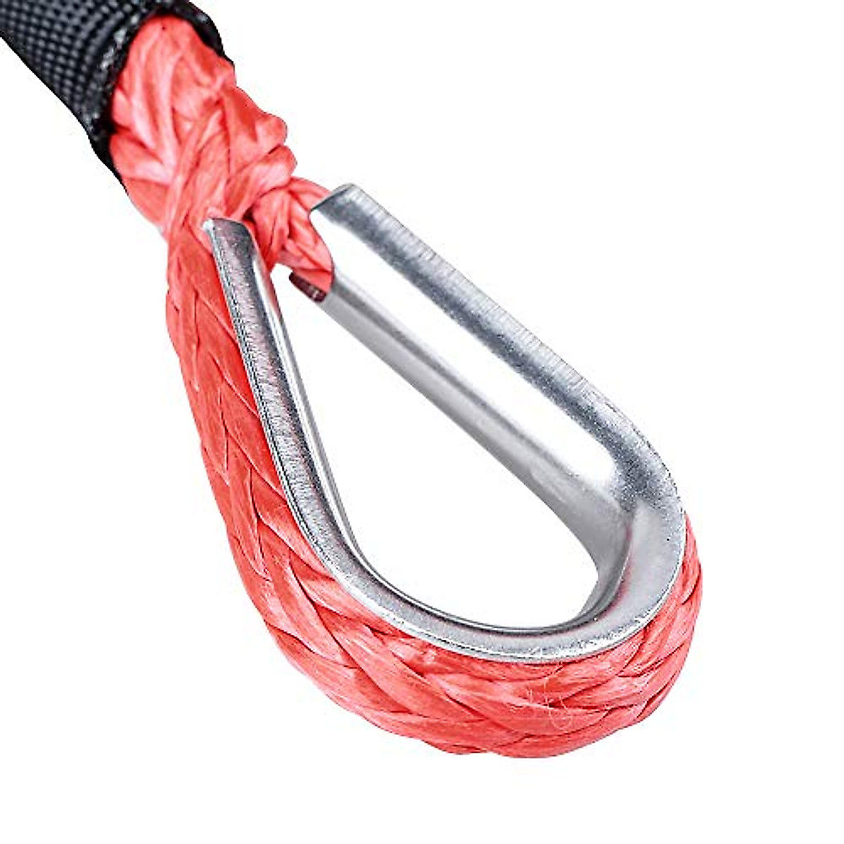 Astra Depot Red ATV UTV Synthetic Rope Extension 50ft 7500lbs Winch Line Cable with Thimbles