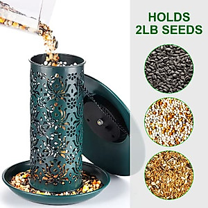 Solar Bird Feeders for Outside DesGully Metal Outdoor Hanging,Wild feeders as Gift Ideas Lovers Garden Yard Patio Cardinals (Chew-Proof,Heavy Duty Weather Resistance 2LBs)