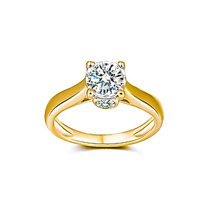Beyond Brilliance 1.00 Carat Diamond,Prong set Engagement Ring In 14K Yellow Gold. (I-J, I2-I3) Natural Diamond Engagement Ring For Women, Gift Box Included