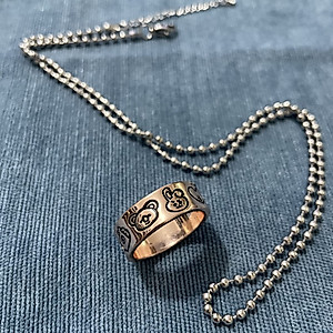 Mshion Ring Set, Rings for Women Men, Cool Rings with Stainless Steel Chain Holiday Gifts(Rose Gold)