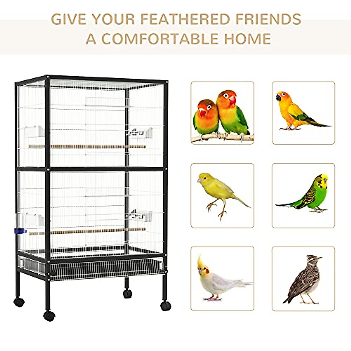 PawHut 54” Rolling Flight Cage Extra Large Bird House