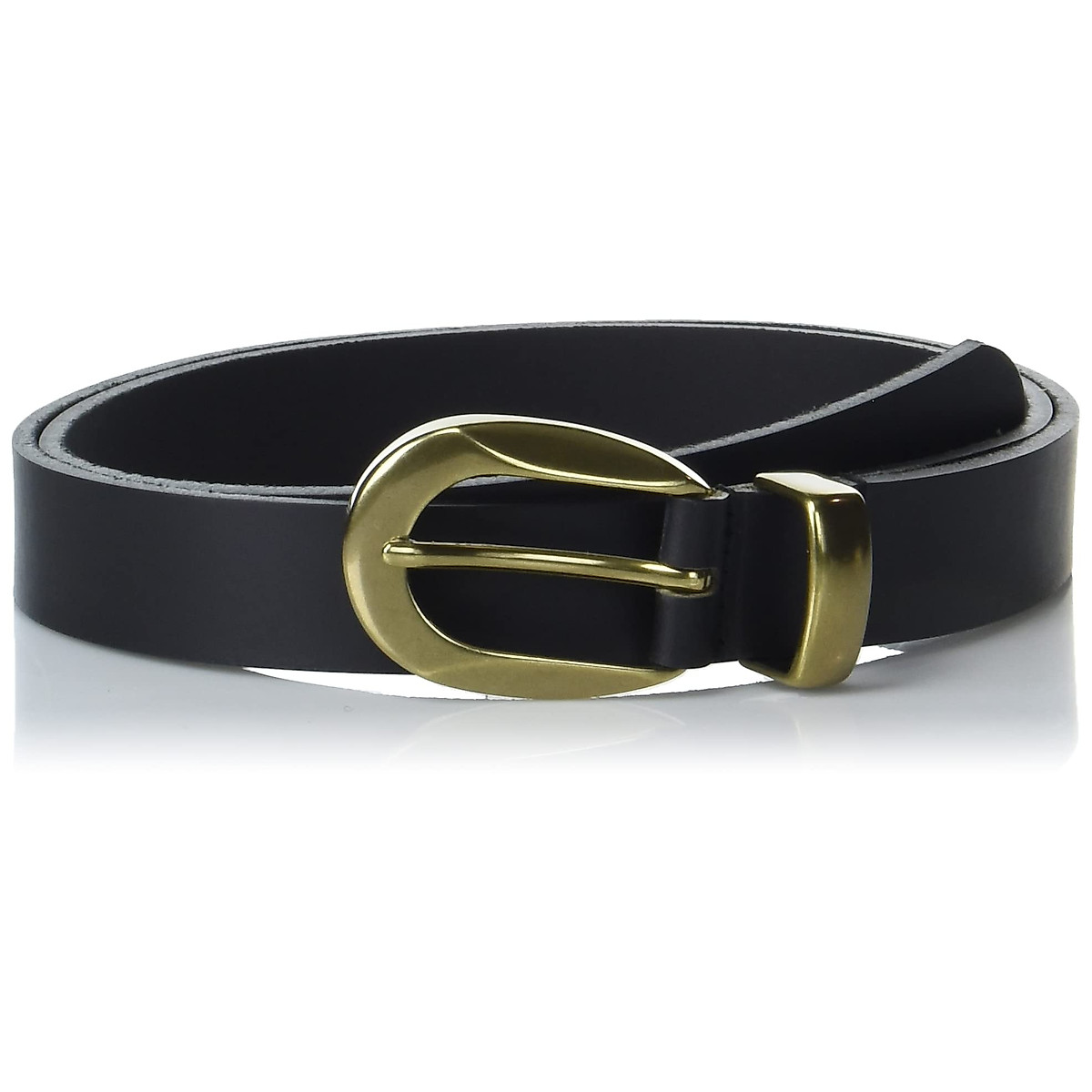 Lucky Brand Women Leather Bold Fashion Statement Belts, Sculpted Buckle-Black, M (28-30")