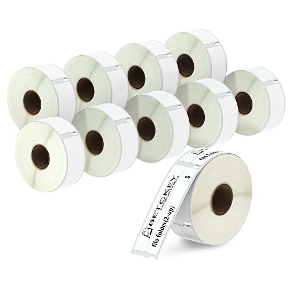 BETCKEY - Compatible DYMO 30277 (9/16" x 3-7/16") File Folder(2-UP) Labels - Compatible with Rollo, DYMO Labelwriter 450, 4XL & Zebra Desktop Printers[10 Rolls]