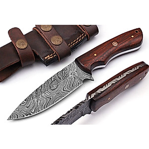 Grace Knives Handmade Damascus Steel Hunting Knife Fixed Blade Knife 8.5 Inches with Leather Sheath G-151