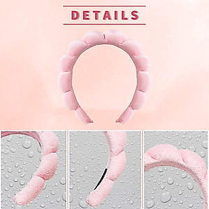 Ycfish Spa Headband, Pink - Hairband for Women's Washing Face, Bubble Headband for Skincare, Soft Non Slip Headband with Thickened Sponge for Adult Females, 1 Count