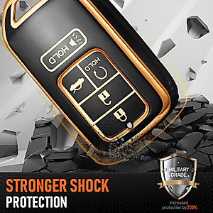 Toykee for Honda Key Fob Cover Keychain Accessories for Accord Civic CR-V CRV Pilot Passport HRV EX EX-L Touring Premium Odyssey 5 Buttons, TPU Case+D-Ring+Key Chain+Hook(Black)