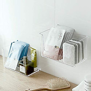 Sooyee 2-Pack Shower Caddies,No Drilling Wall Mounted Bathroom Corner Shelf Organizer with Hooks Suction Kitchen Storage,Stackable Makeup Organizer Stand on Countertop,Clear