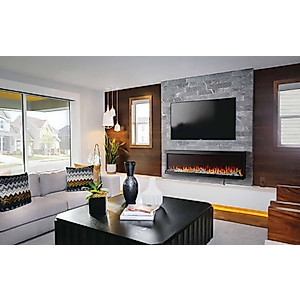 Napoleon Trivista Pictura 50 3-Sided Electric Linear Fireplace - Built-in Design - Multi-Color Flames with Large Crystal Cubes and Natural Looking Birch Logs - NEFL50H-3SV