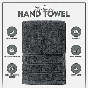Utopia Towels - 6 Pack Viscose Hand Towels Set, (16 x 28 inches) 100% Ring Spun Cotton, Ultra Soft and Highly Absorbent 600GSM Towels for Bathroom, Gym, Shower, Hotel, and Spa (Grey)