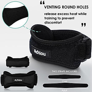 Achiou 2 Pack Patella Knee Strap, Pain Relief Patellar Tendon Support Strap, Knee Band Brace with Patella Stabilizer for Osgood Schlatter, Squats, Runner, Jumper, Tendonitis, Hiking