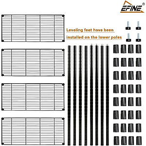 Catalina Creations 4-Shelf Shelving Unit with Shelf Liners Set of 4, Adjustable Rack Unit, Steel Wire Shelves, Shelving Units and Storage Rack for Kitchen and Garage (35.5W X 15.8D X 54H)