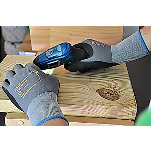 G & F Products Endurance Pro Seamless Knit Nylon Gloves with Micro Form Nitrile Grip, LARGE (Pack of 12) (1529L-DZ) Black