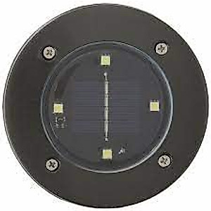 Bell+Howell Disk Lights Solar Ground Lights Gunmetal - Upgraded Wireless Auto On/Off Solar Garden Outdoor Waterproof Lighting with 4 LED Bulbs for Lawn, Patio, Garden, Yard,Pack of 4, As Seen On TV