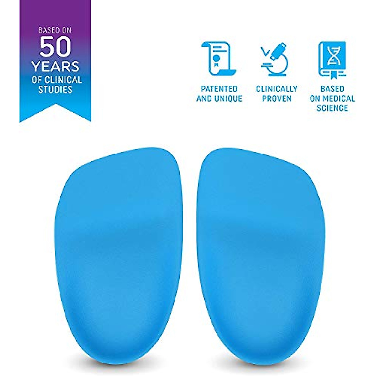 Heel That Pain Plantar Fasciitis Insoles | Heel Seats Foot Orthotic Inserts, Heel Cups for Heel Pain and Heel Spurs | Patented, Clinically Proven, 100% Guaranteed | Blue, Medium (W 6.5-10, M 5-8)
