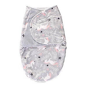 Hudson Baby Unisex Baby Plush Swaddle Wrap, Gray Unicorn, 0-3 Months
