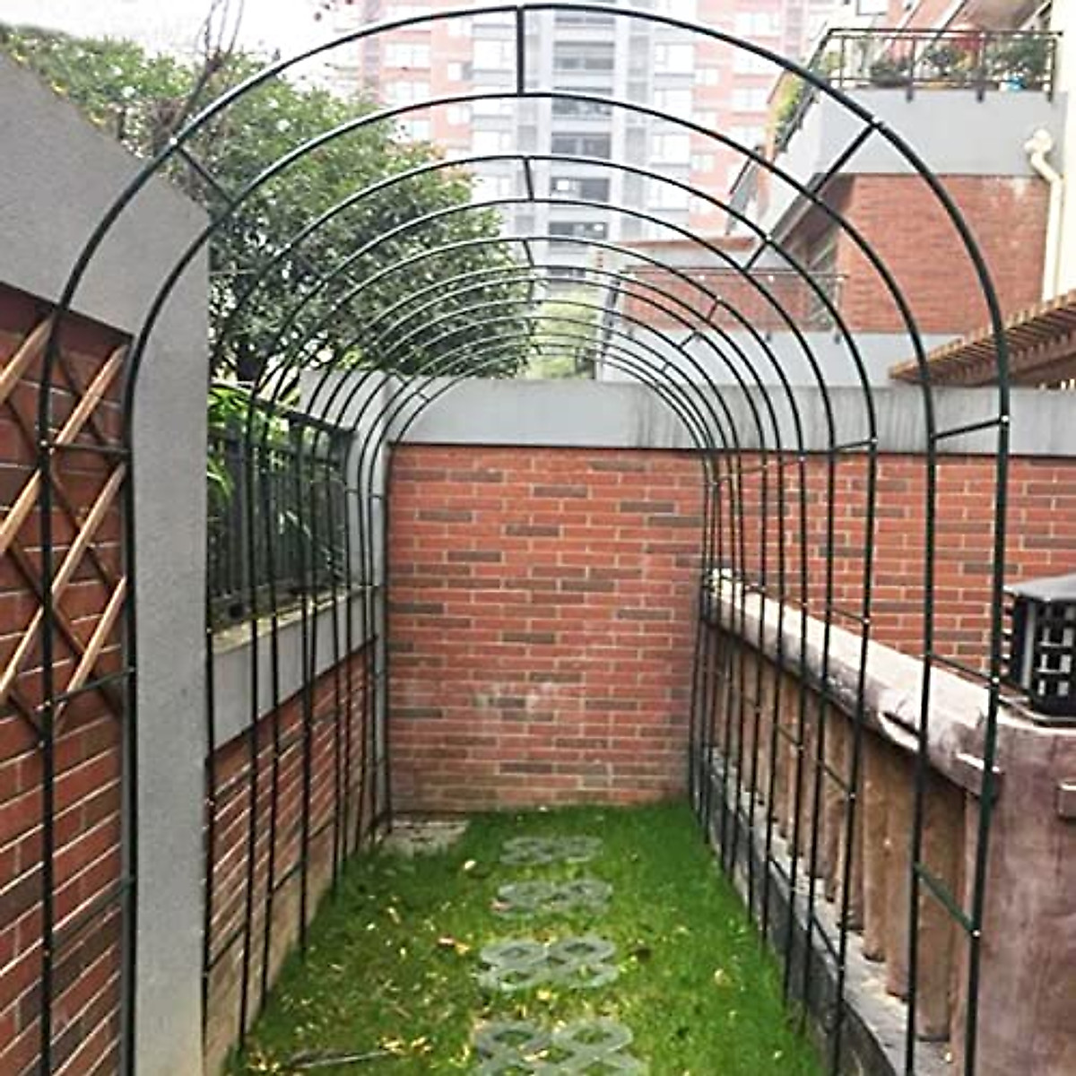 7.2/7.5ft Garden Arch Arbour Plant Support Archway Rose Arches Frame Strong Stable Wedding Arch Free Standing 3.9-9.8ft Wide Metal Trellis Arbor,Strong Weather Resistant Assemble Freely (Color : Blac