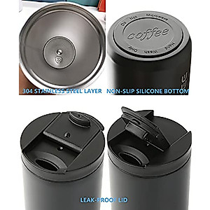 Wulisan Travel Mug Coffee Hot Travel Mug Vacuum Insulated Coffee Mug with Leak Proof Screw Lid Coffee Cup Keep Warm or Cold for Coffee or Tea Drinks 13.5oz/400ml(Black)