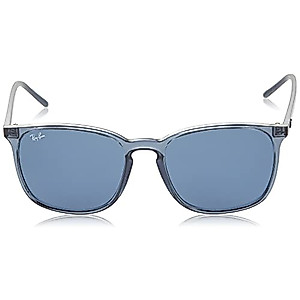 Ray-Ban RB4387 Square Sunglasses, Transparent Blue/Dark Blue, 56 mm