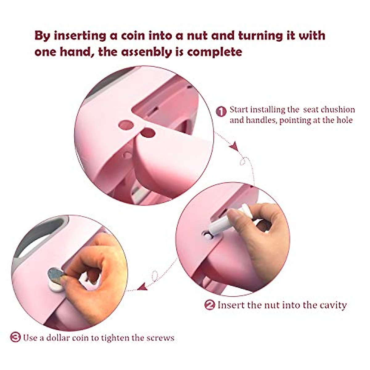 HTTMT- Classic Potty Training Toilet Ladder Seat With Upgraded Cushion Step Stool Ladder Toilet Chair/Toilet Trainer for Baby Toddler Kids Children In Pink [P/N: ET-BABY002-PINK-C]