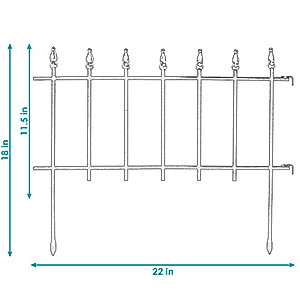 Sunnydaze Roman 9-Foot 5-Panel Iron Wire Border Fence Set - 22 Inches W x 18 Inches H Per Piece - Black