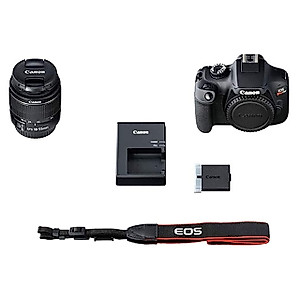 Canon EOS Rebel T100 DSLR Camera w/ 18-55mm F/3.5-5.6 Zoom Lens + Macro + Telephoto + More (18pc Bundle) (Renewed)