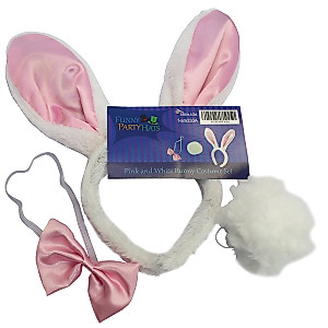 Bunny Ears and Tail w/Bow - Easter Costume - Bunny Headband by Funny Party Hats