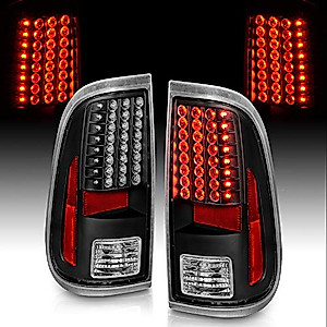 AmeriLite for 08-16 Ford F250 F350 F450 Super Duty Pickup Truck Black LED Replacement Brake Lamps Taillights Set - Passenger and Driver Side