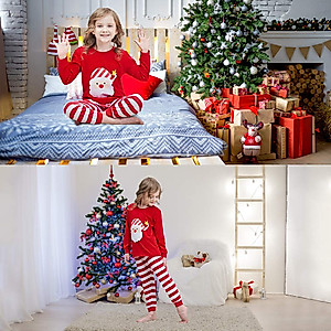 Tphon Girls Christmas Pajamas Toddler Boy Kids Holiday Pajamas Set Santa PJS Winter Sleepwear Children Clothes(Red,2T)