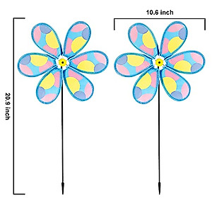 HADEEONG 4PCS Wind Spinners for Yard and Garden, Lawn Yard Decorations Pinwheels Colorful Whirligigs Windmill Kids Toys for Outdoor Decor