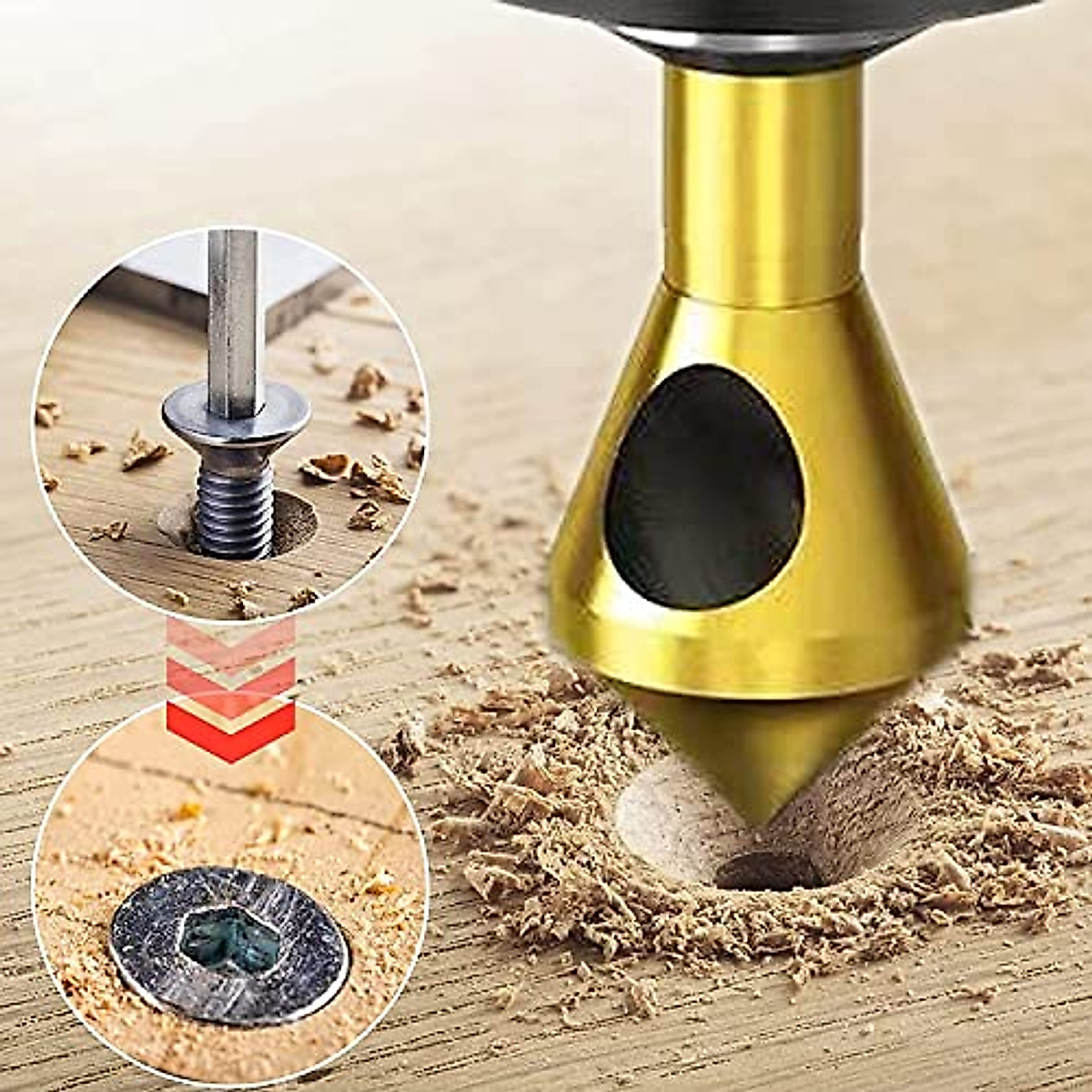 KEWAYO 4pcs Titanium Coated Countersink Chamfer Tool Deburring Tool Set Metal Wood Drill Bits Zhongbo Business