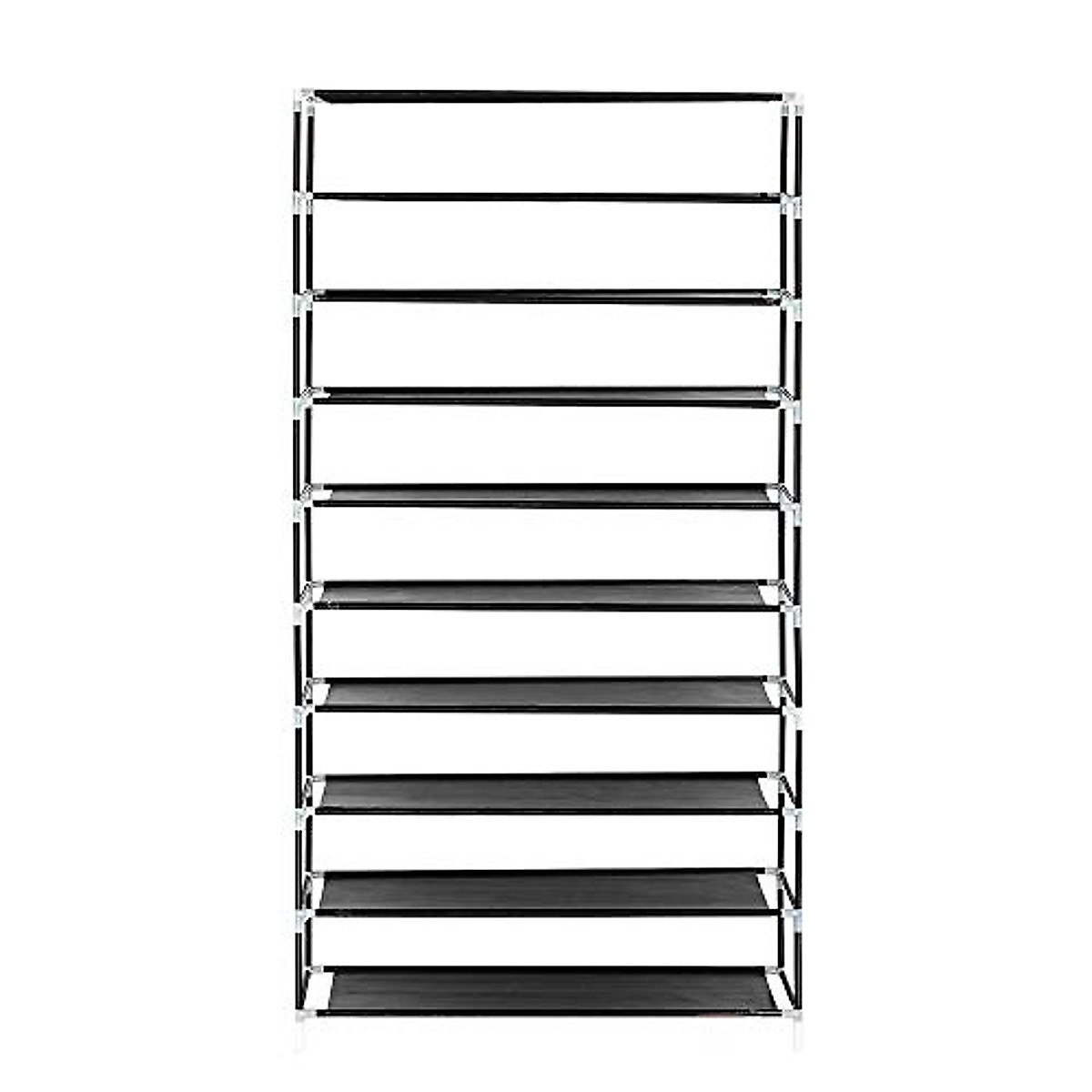 Shoe Rack 10 Tier Shoes Cabinet Storage Organizer Closet with Dustproof Nonwoven Fabric Cover, Store up to 45 Pairs of Shoes (Black Extra-Wide)