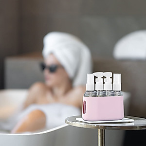 MAGORUI Travel Bottles Set for Toiletries, TSA Approved 4 in 1 Leak Proof Travel Container, Refillable Travel Accessories with Waterproof Label for Business, Personal Travel, Fun Outdoors, Pink