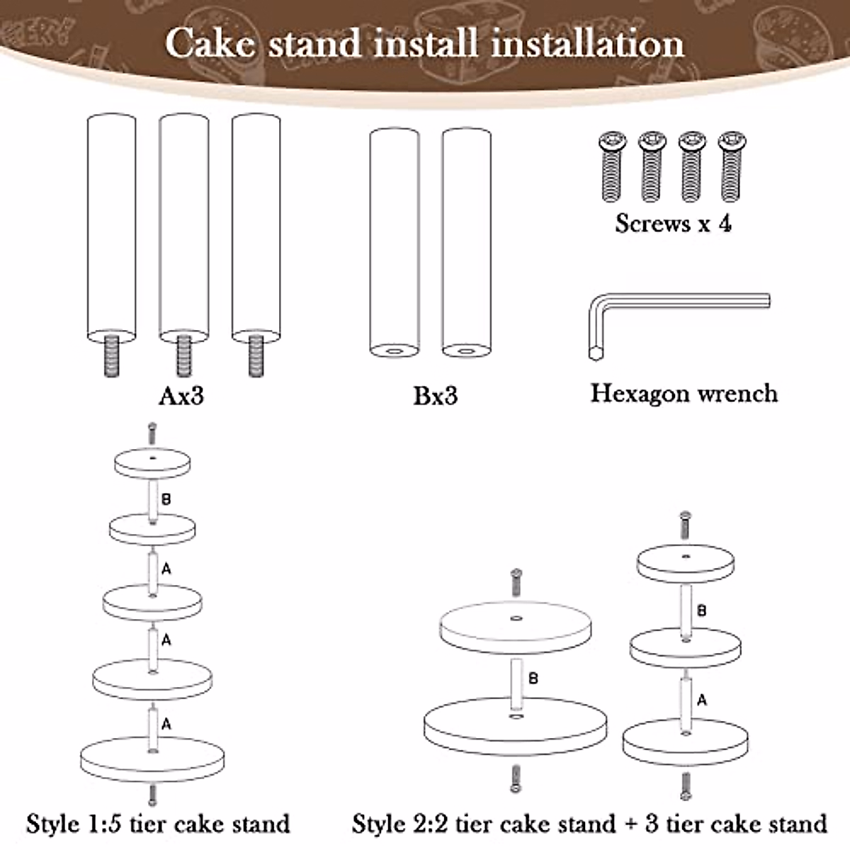Ayfjovs 5 Tiered Wood Cupcake Stand, Rustic Wood Cake Stand, Wood Dessert Display Stand, Detachable Wood Slices Round Cupcake Tower Holder for Party and Rustic Wedding Decoration
